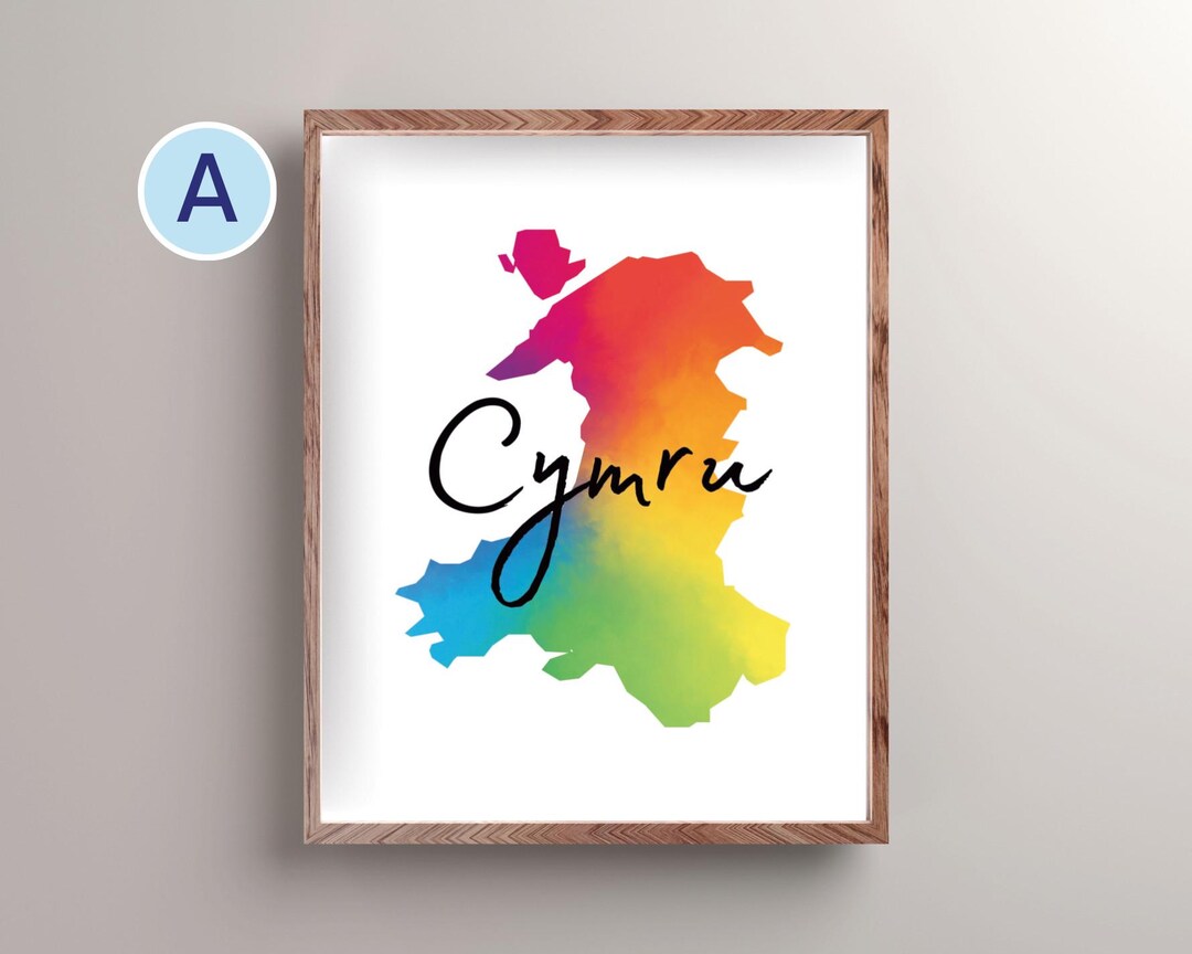 Printable Cymru Map Wall Art Print Wales Map Illustration Welsh Art ...