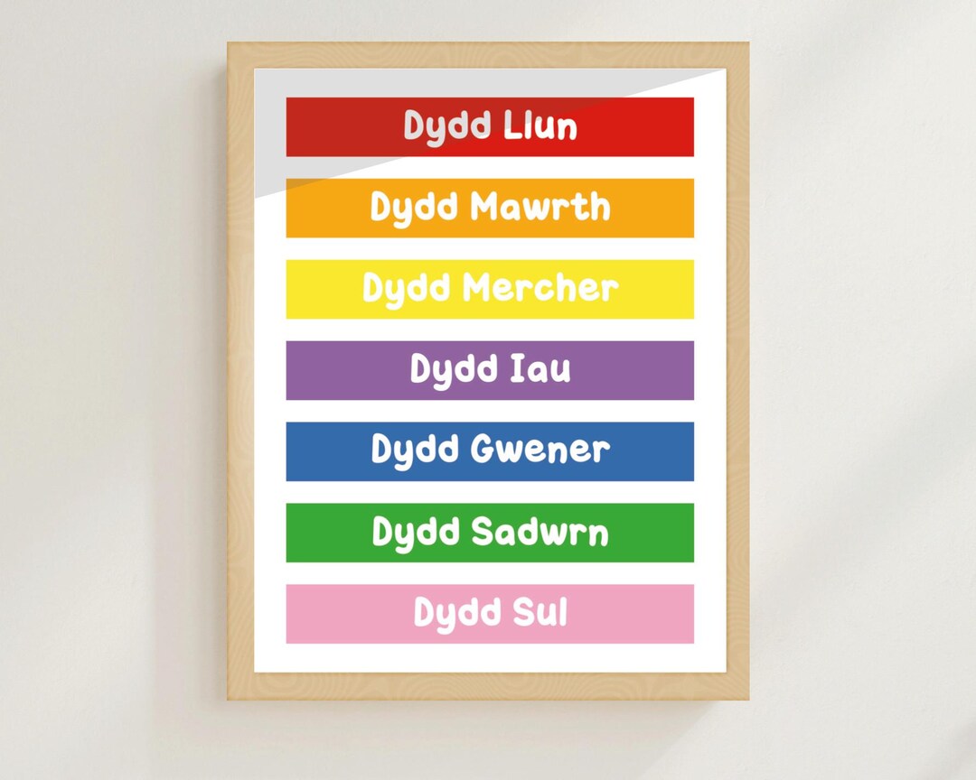 Welsh Days of the Week Printable, Educational Poster, Montessori Early ...