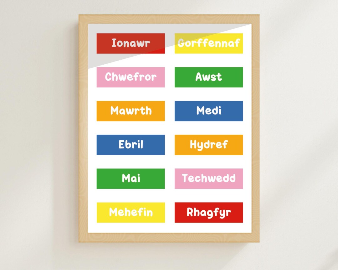 Welsh Months of the Year Printable, Misoedd Y Flwyddyn Educational ...