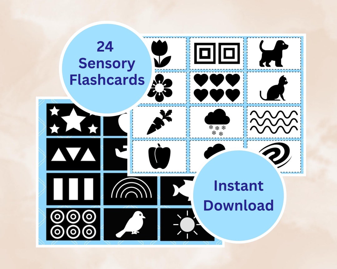 Printable Baby Sensory Development Flash Cards High Contrast Black ...