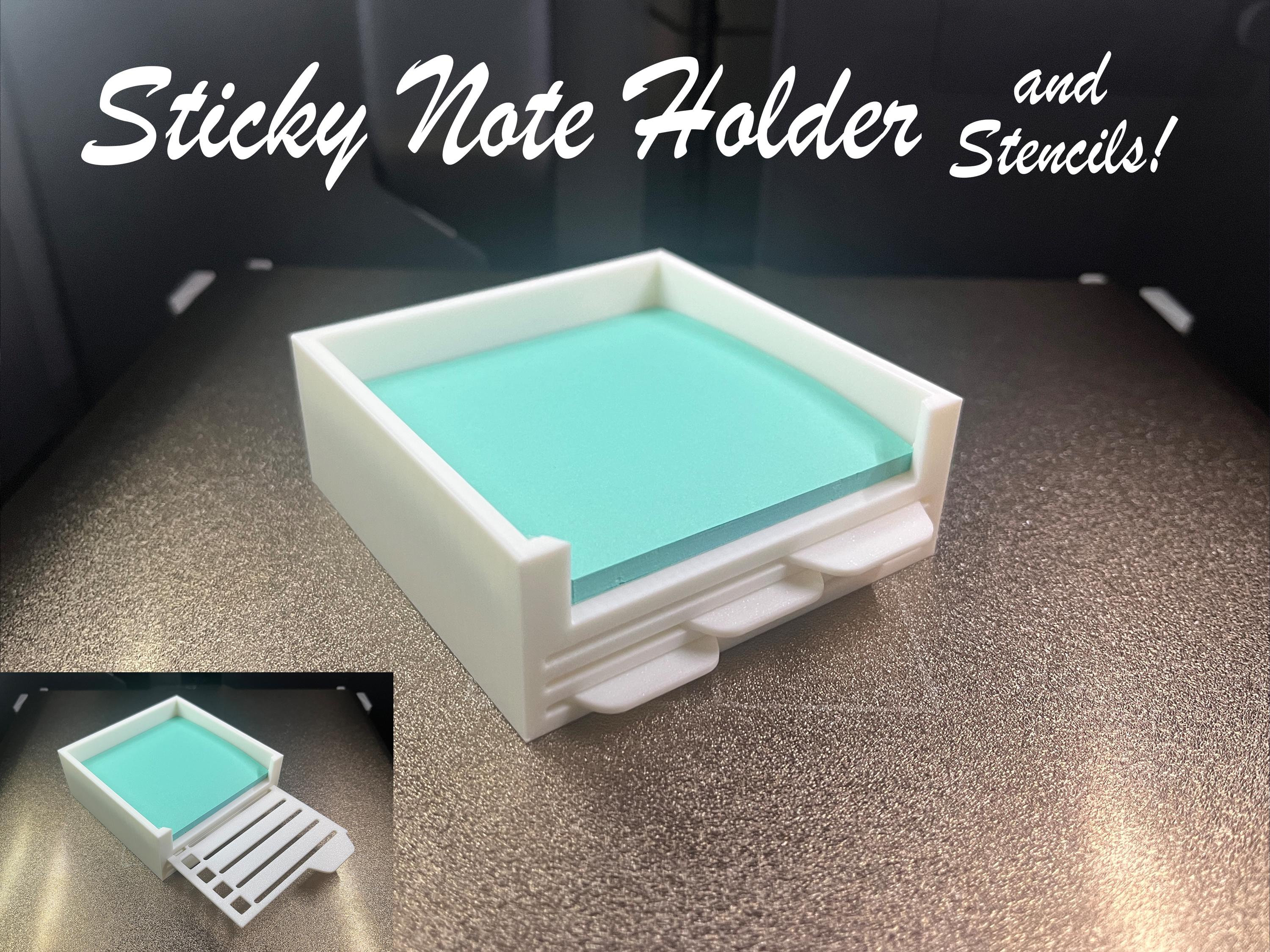 Sticky Note Holder + Stencils - Holder for Post-it Notes - Organizer ...