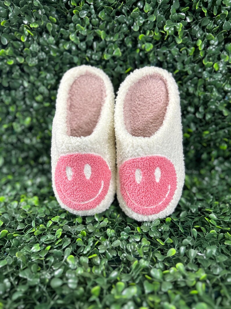 Youth Blue Smiley Face Slippers - Etsy