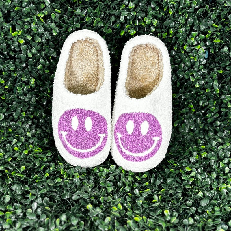 Smiley Face Slippers - Etsy