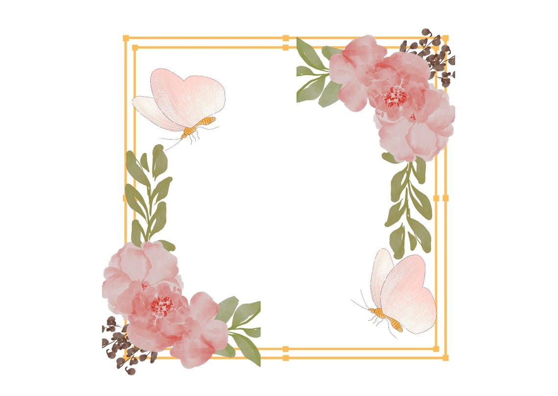 Floral Square Frames Clipart – Greenery & Flower Borders – Wedding ...