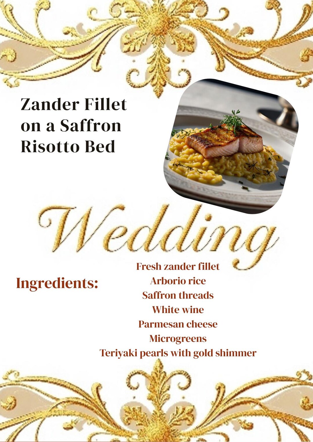 Gold Wedding Menu Template, Elegant Wedding Menu Card, Printable ...