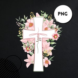 Faith Cross PNG - Faith Cross With Watercolor Flowers PNG - Faith Cross ...