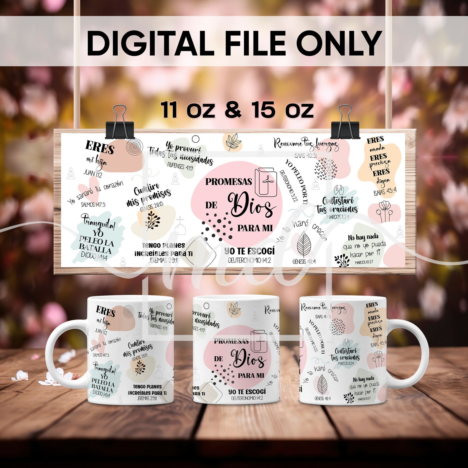 Spanish Bible Verse Mug Wrap: Promesas De Dios (digital Download) - Etsy