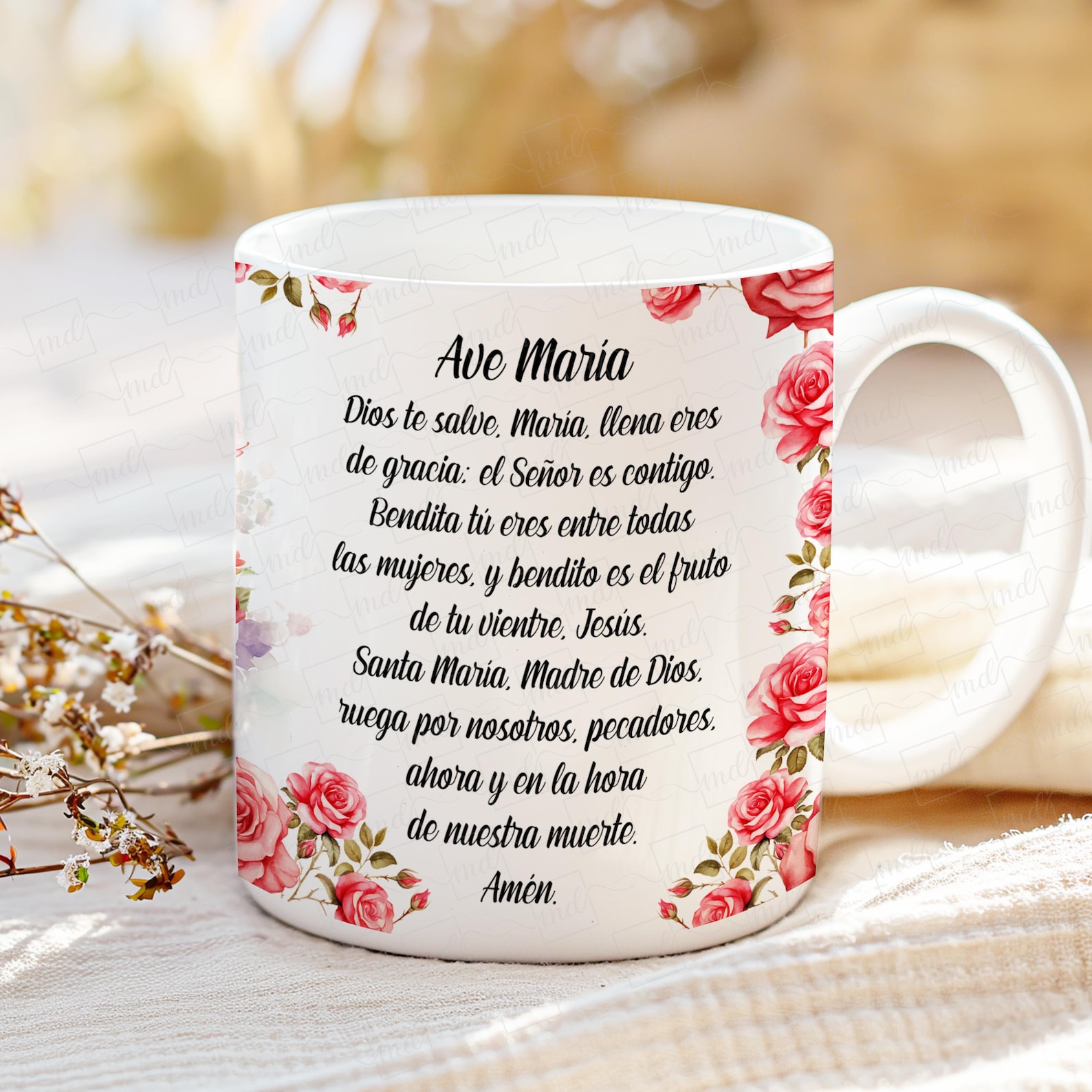 Ave Maria Prayer Mug Wrap – Spanish Bible Verse, Sublimation Template ...