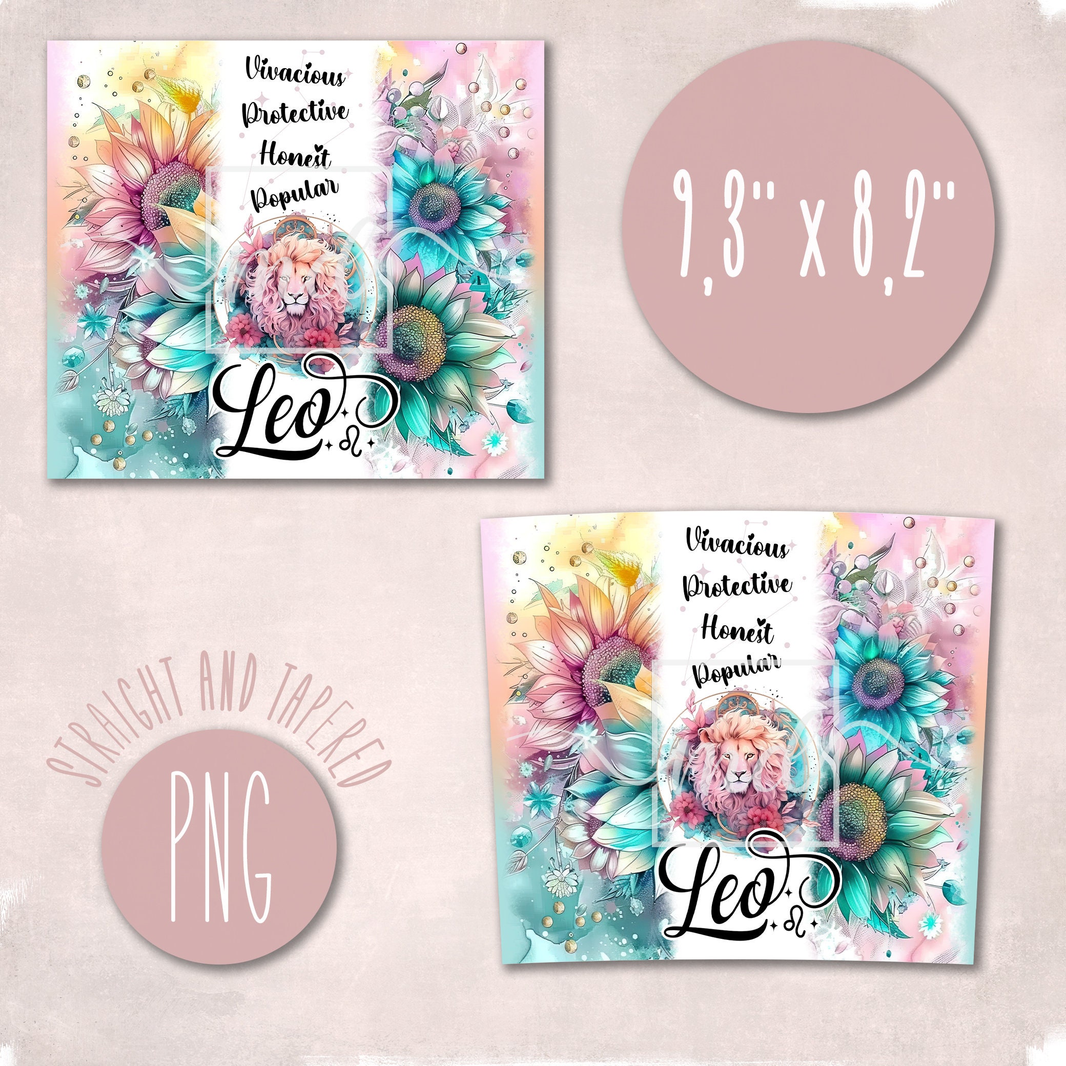 Leo Zodiac Tumbler Wrap: Colorful 20oz PNG (digital Download) - Etsy