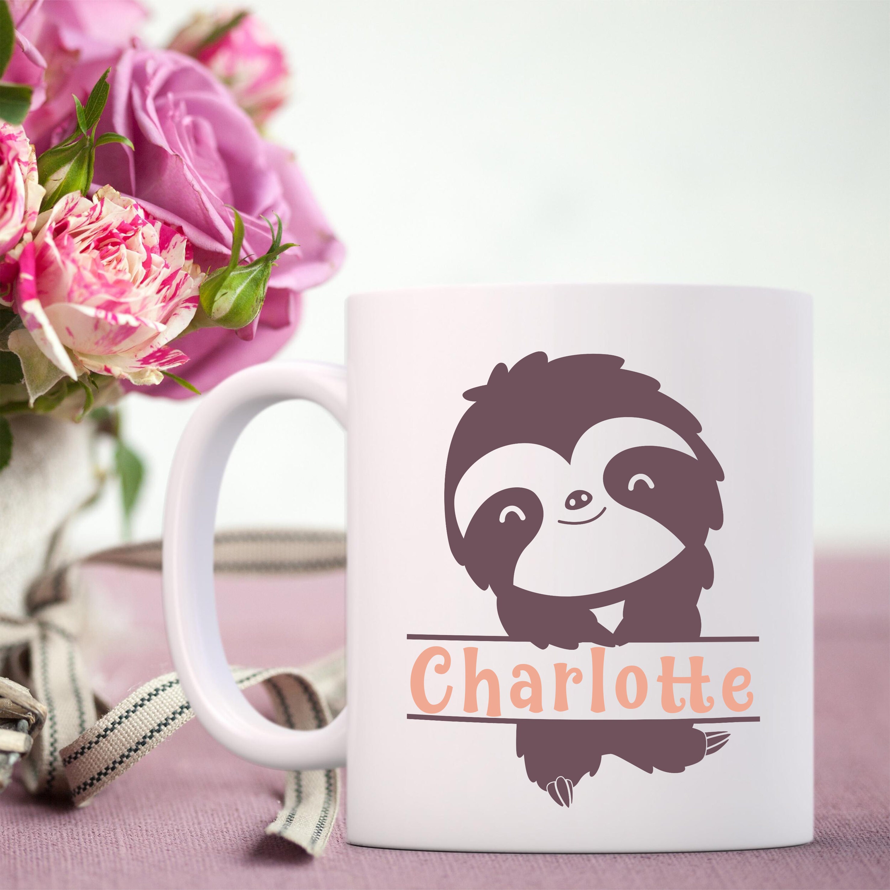 Sloth Split Monogram SVG DXF PNG. Sloth Name Monogram Svg - Etsy