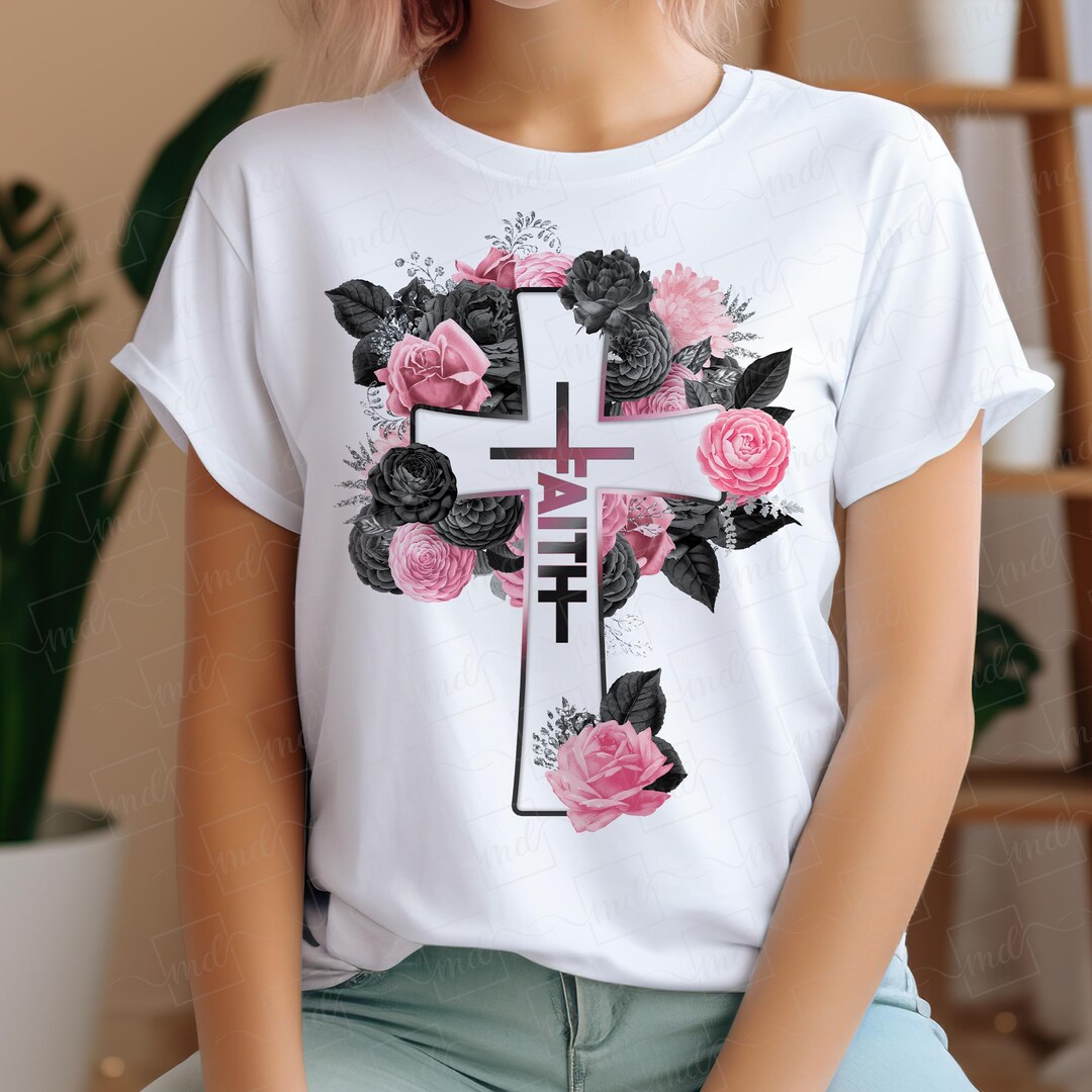 Faith Cross PNG - Faith Cross With Black and Pink Roses PNG - Cross ...