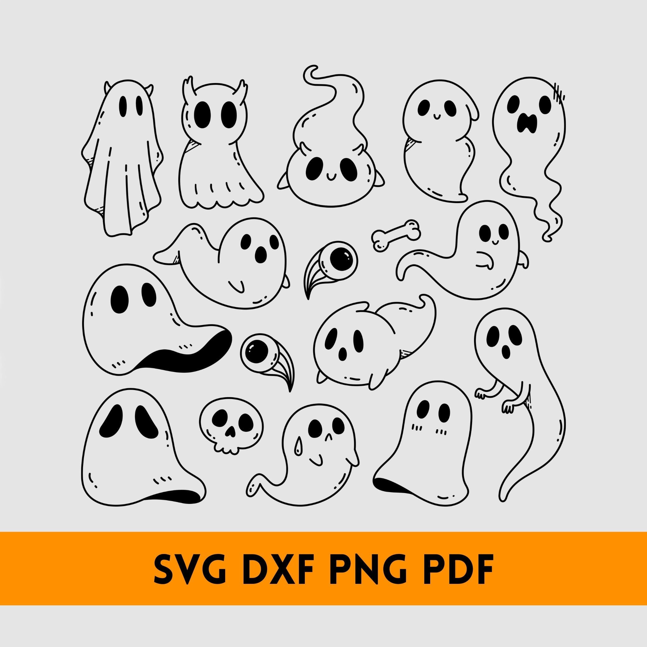 Cute Ghost SVG Bundle Doodle Ghost SVG Bundle Halloween - Etsy UK