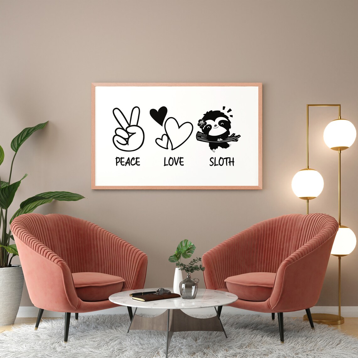 Peace Love Sloth SVG DXF PNG Sloth Saying Svg Hand Peace - Etsy