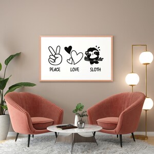 Peace Love Sloth SVG DXF PNG Sloth Saying Svg Hand Peace Sign Svg Cute ...