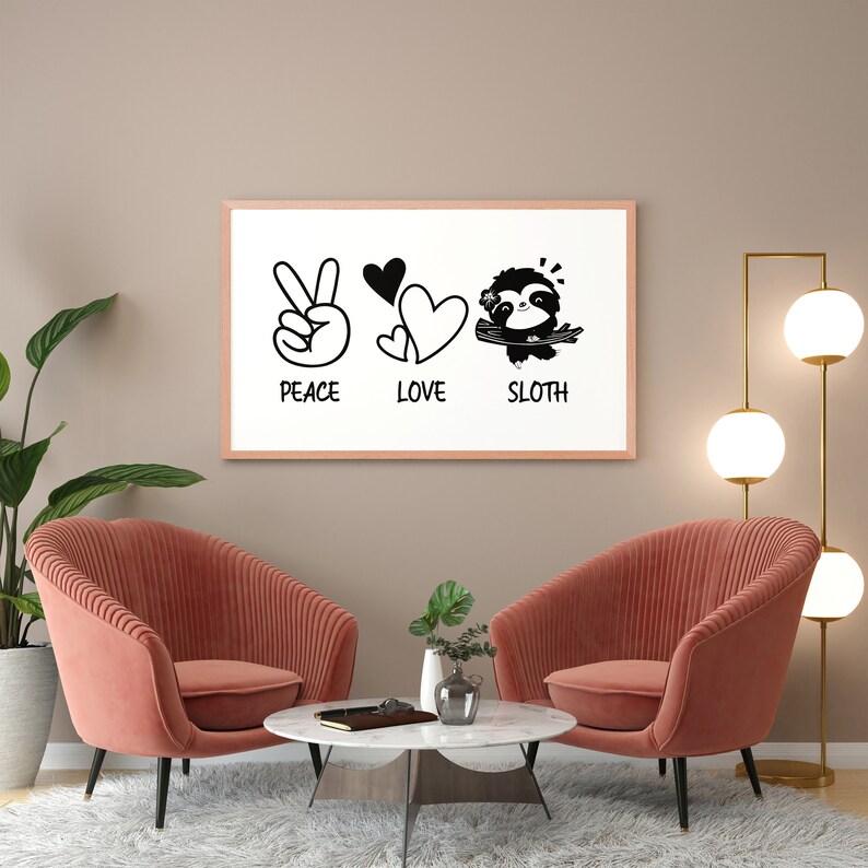 Peace Love Sloth SVG DXF PNG Sloth Saying Svg Hand Peace - Etsy