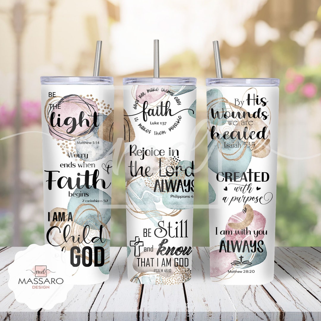 Bible Verse 20oz Skinny Tumbler Sublimation - Christian Quotes PNG ...