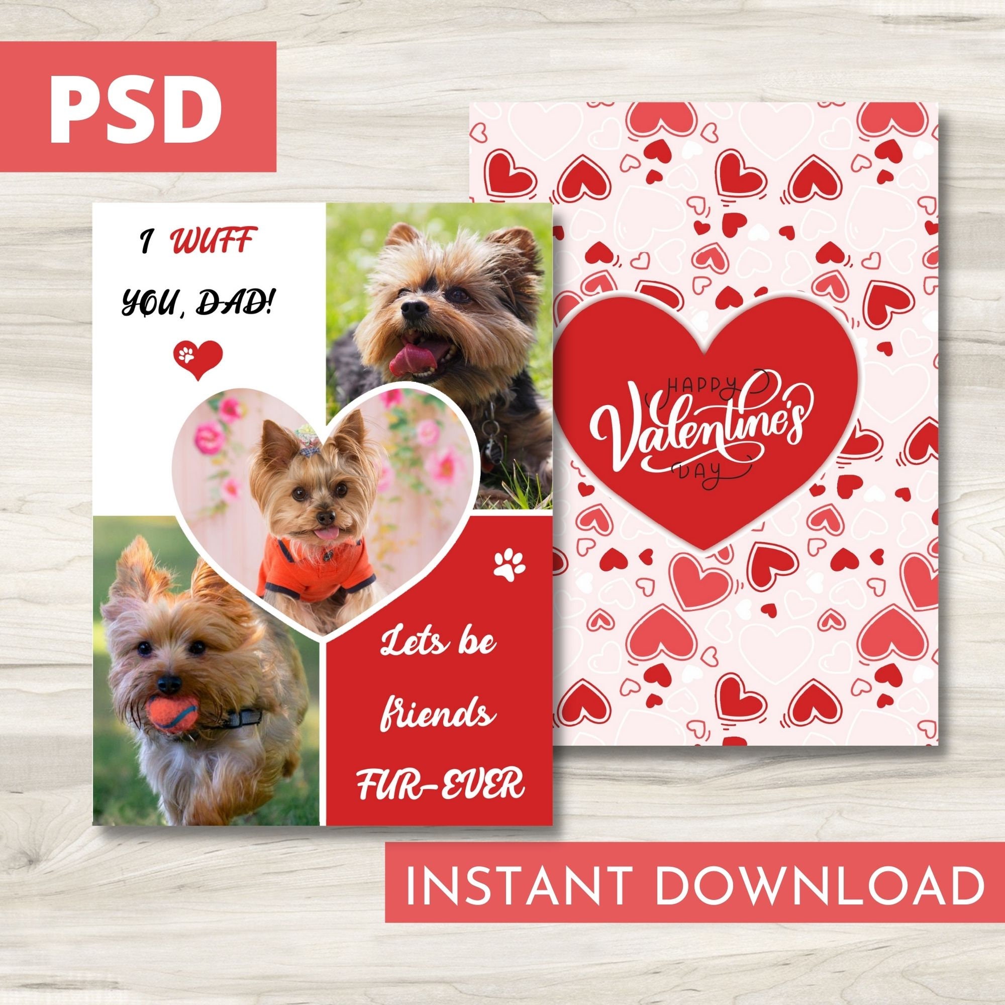 DOG Valentine Card PSD Template. Puppy Valentine Card. Dog - Etsy