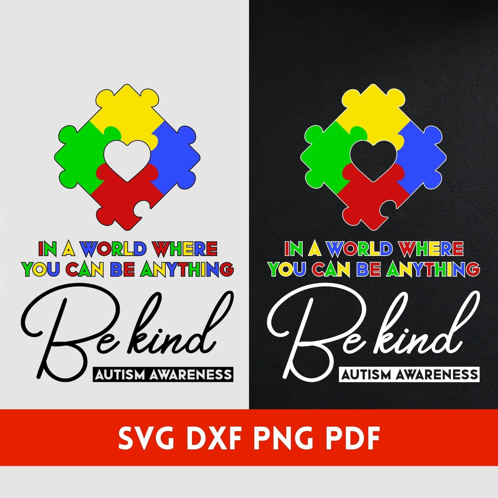 Be Kind SVG/ DXF/ PNG Autism Awareness Svg in A World - Etsy