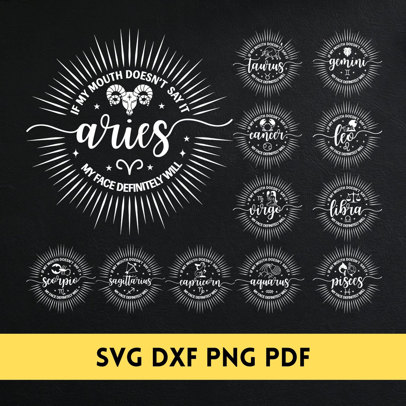 All Zodiac Signs SVG/ DXF/ PNG Astrological Svg All Zodiac - Etsy