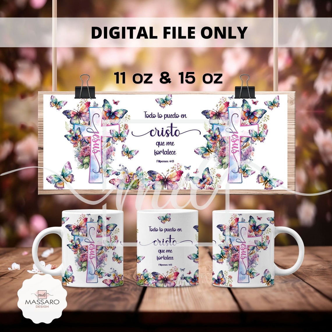 Spanish Bible Verse Mug Wrap: Religious Sublimation Design (digital ...