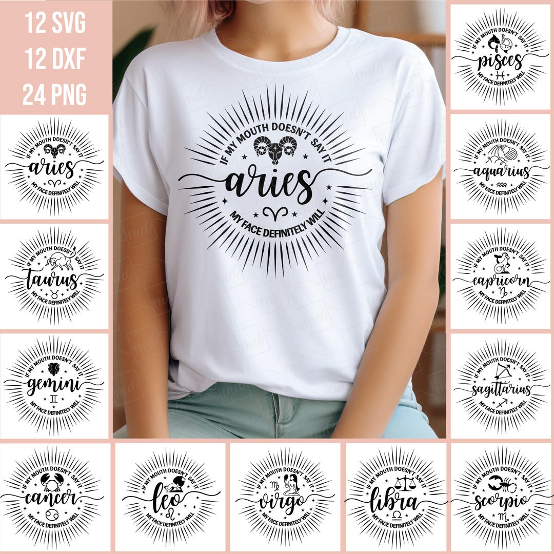 All Zodiac Signs SVG/ DXF/ PNG - Astrological Svg - All Zodiac Signs ...