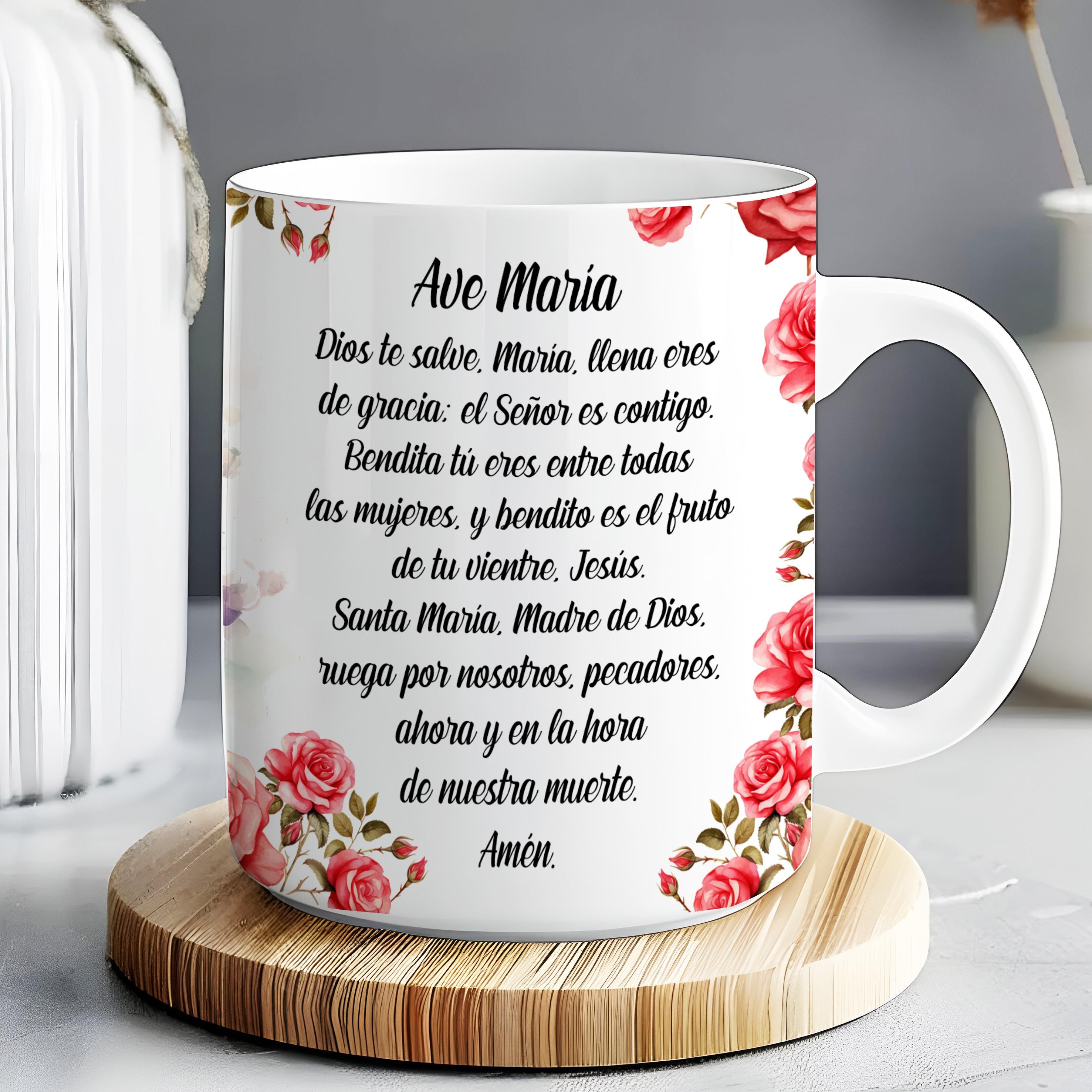 Ave Maria Prayer Mug Wrap – Spanish Bible Verse, Sublimation Template ...