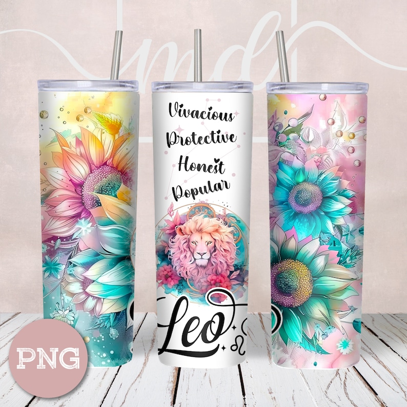 Leo Zodiac Tumbler Wrap: Colorful 20oz PNG (digital Download) - Etsy