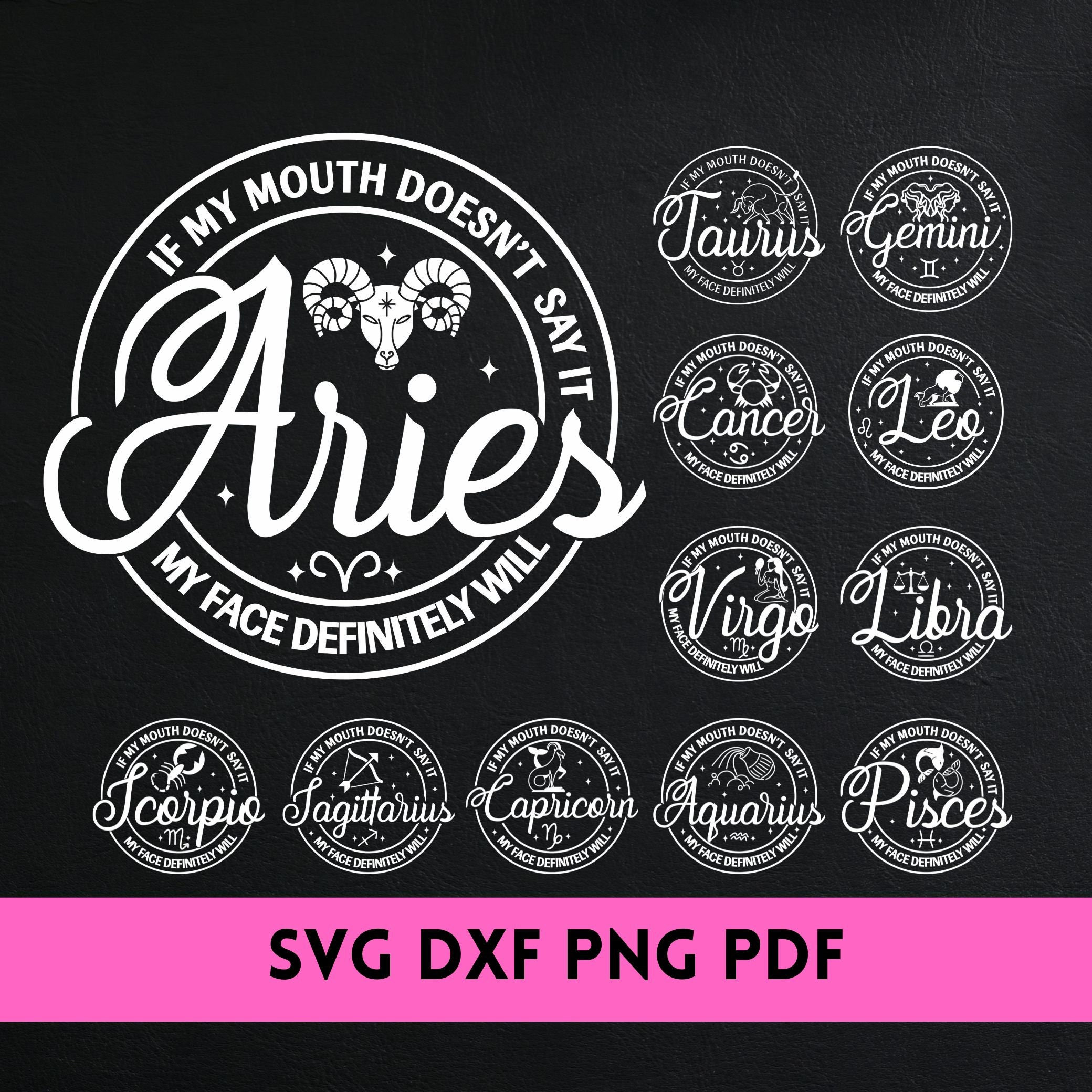 All Zodiac Signs SVG/ DXF/ PNG Astrological Svg All Zodiac - Etsy