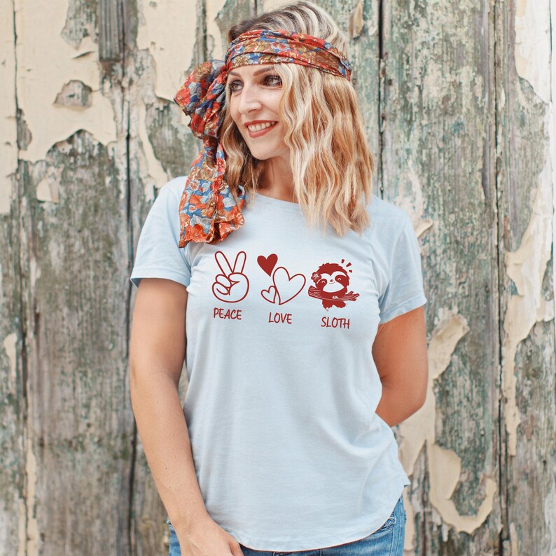 Peace Love Sloth SVG DXF PNG Sloth Saying Svg Hand Peace - Etsy