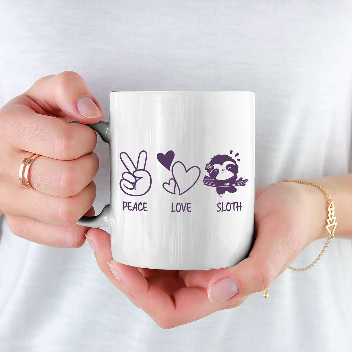 Peace Love Sloth SVG DXF PNG Sloth Saying Svg Hand Peace - Etsy