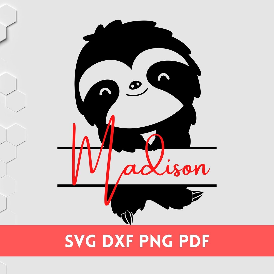 Sloth Split Monogram SVG, DXF, PNG. Sloth Name Monogram Svg Png Dxf ...