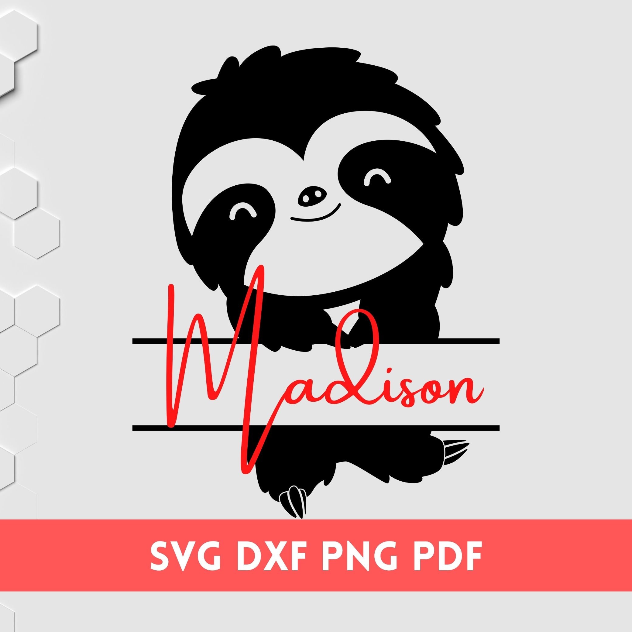 Sloth Split Monogram SVG DXF PNG. Sloth Name Monogram Svg | Etsy
