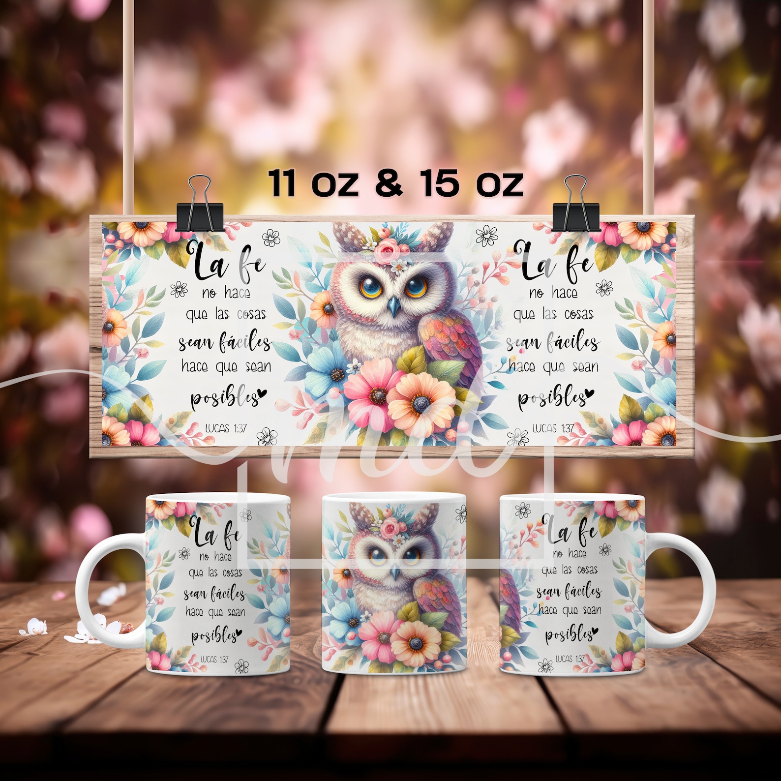 Spanish Bible Verse Mug Wrap: Religious Floral Design (PNG Digital ...