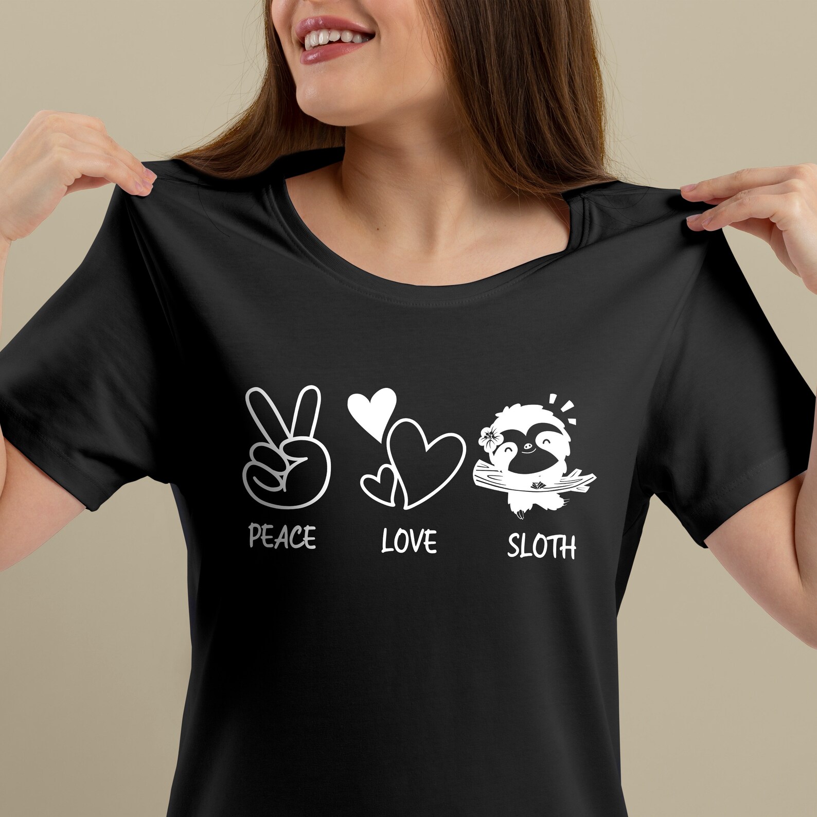 Peace Love Sloth SVG DXF PNG Sloth Saying Svg Hand Peace - Etsy