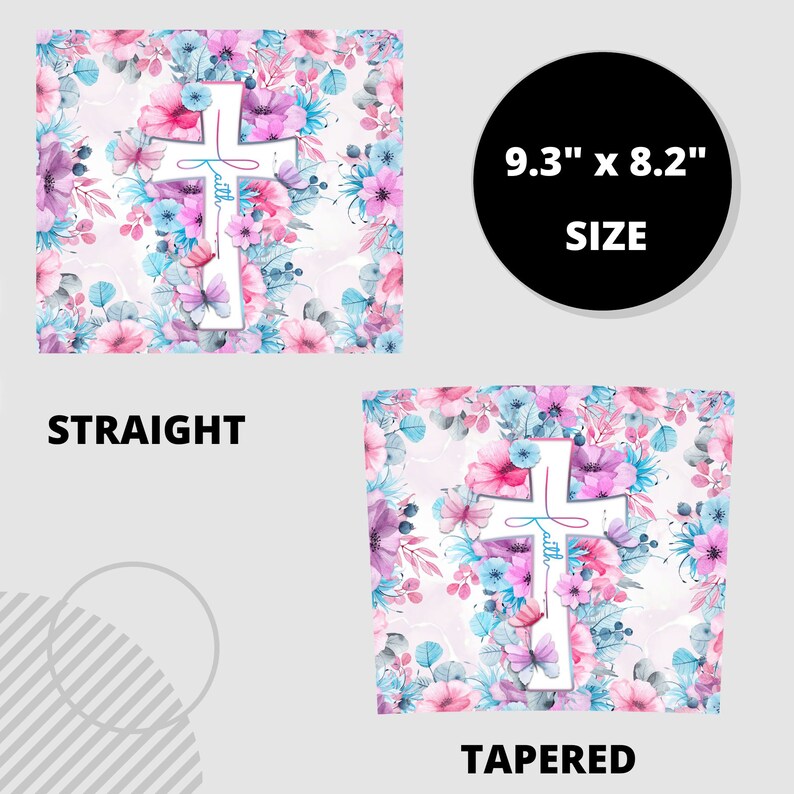 Floral Faith Cross 20oz Tumbler Design: Straight/tapered PNG (digital ...