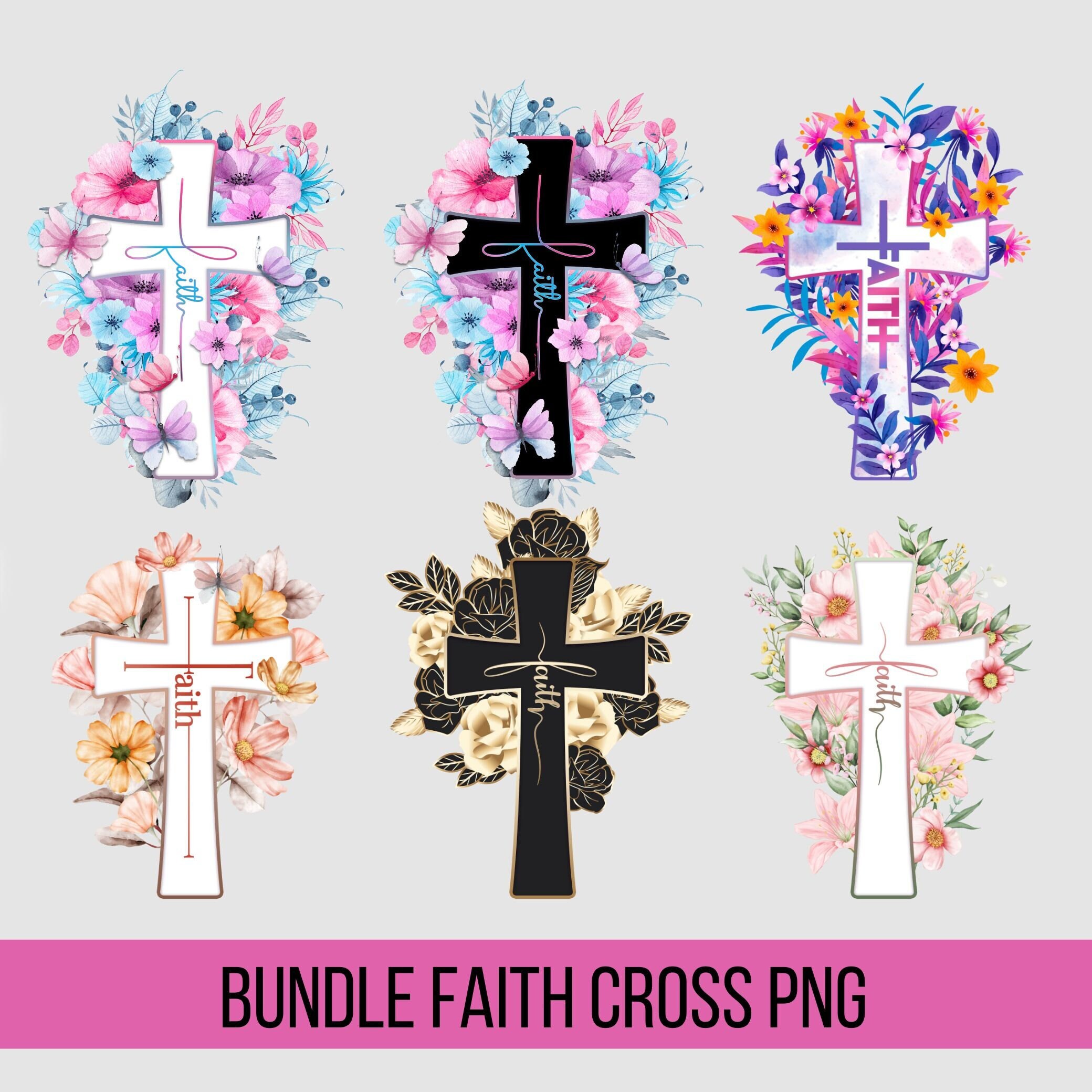 Watercolor Faith Cross PNG Bundle: Floral Clipart (digital Download) - Etsy