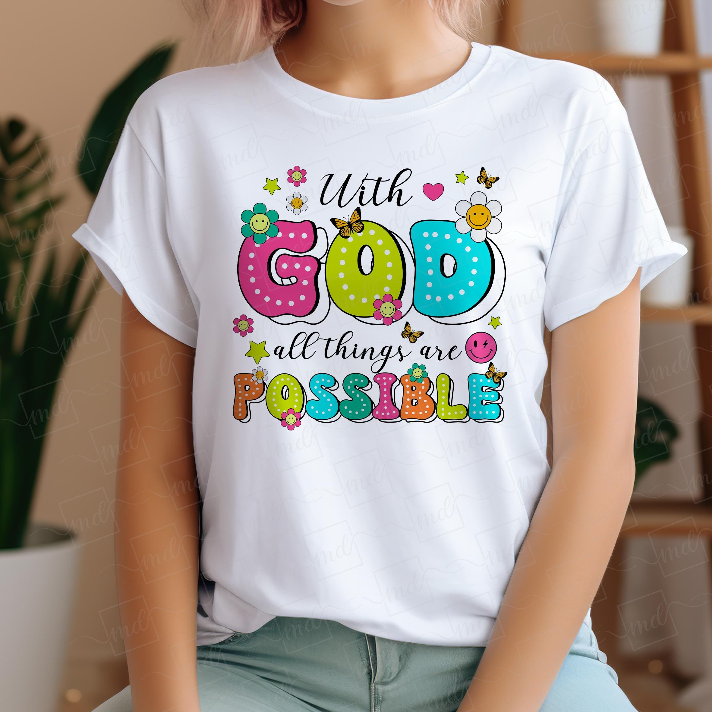Colorful Bible Verse PNG: With God All Things Are Possible (digital ...
