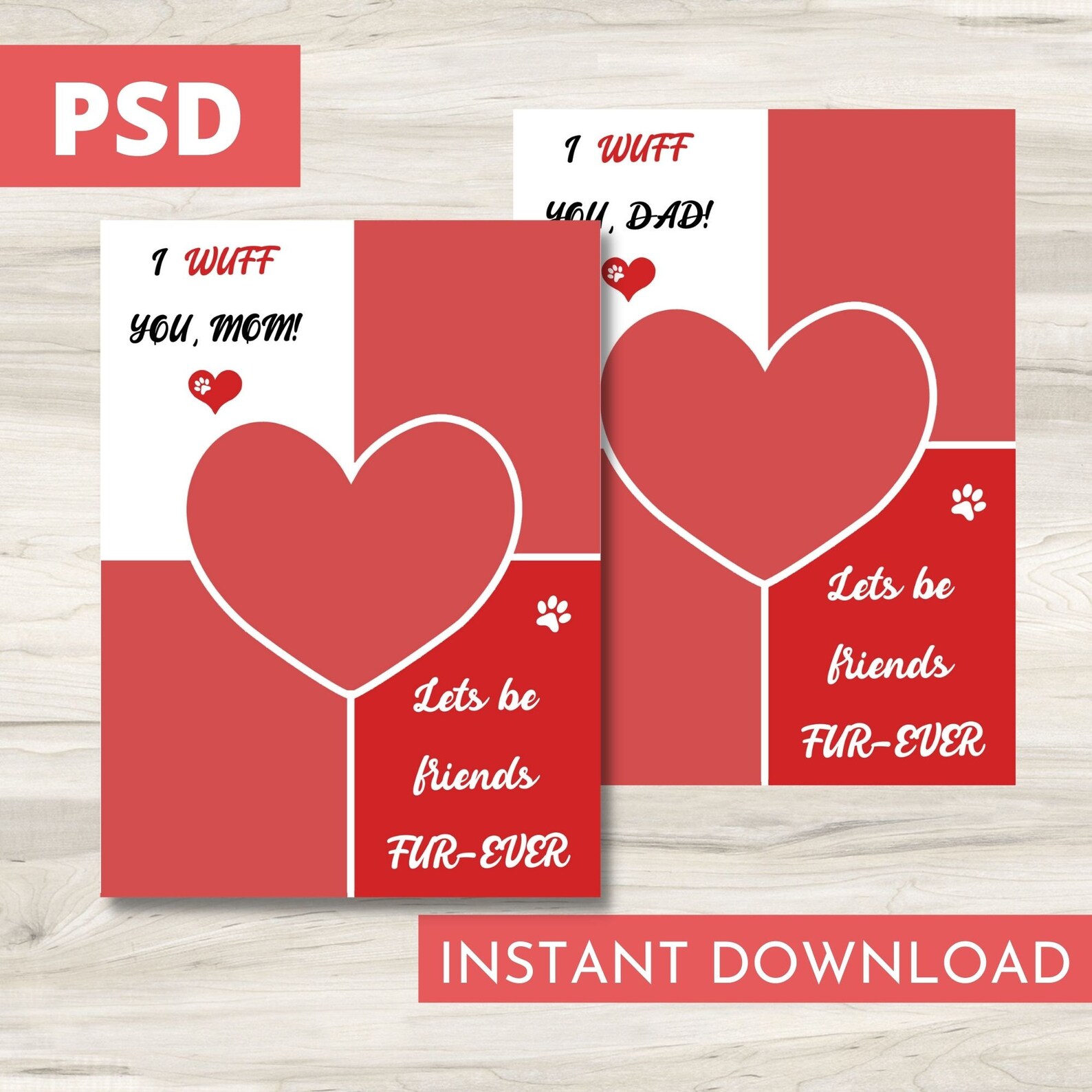 DOG Valentine Card PSD Template. Puppy Valentine Card. Dog - Etsy