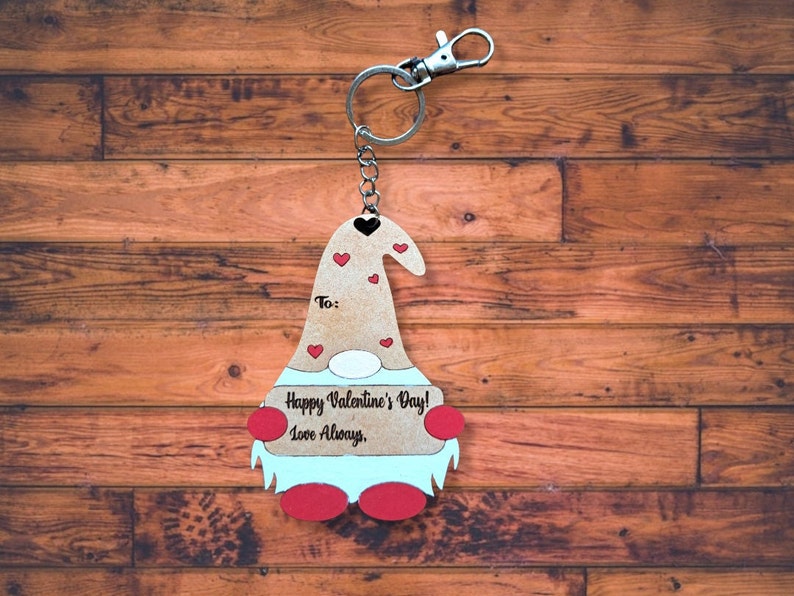 Gnome Keychain Svg Valentines Day Svg Gnome Present Name - Etsy