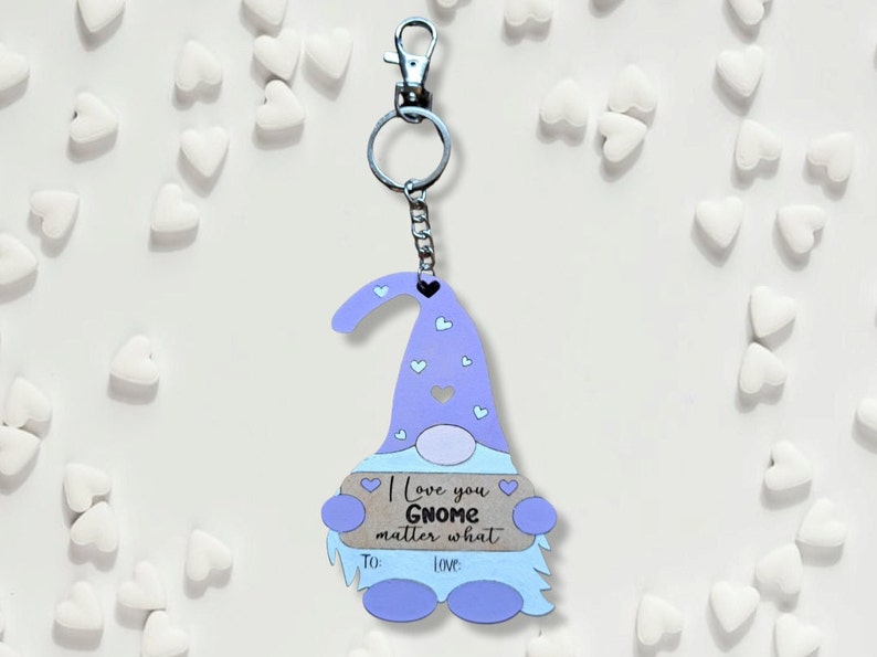 Gnome Keychain Svg Valentines Day Svg Gnome Present Name - Etsy