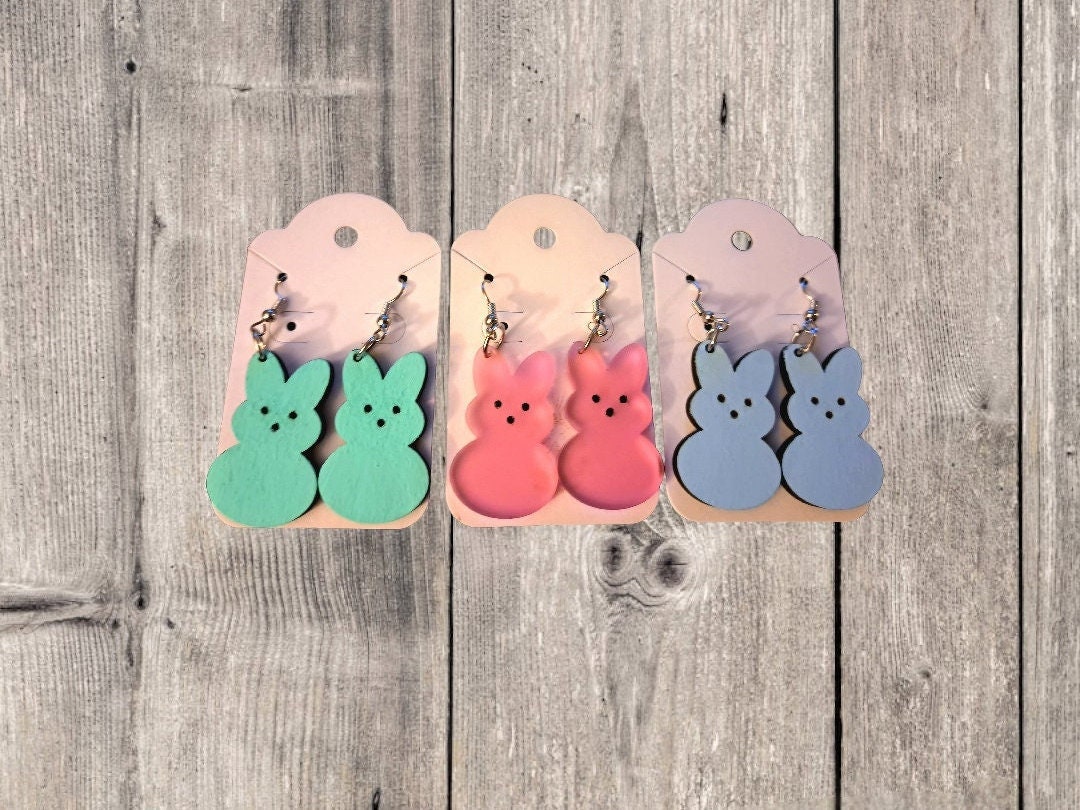 Easter Bunny Earring Svg, Peep Easter Earring Svg, Marshmallow Earring ...