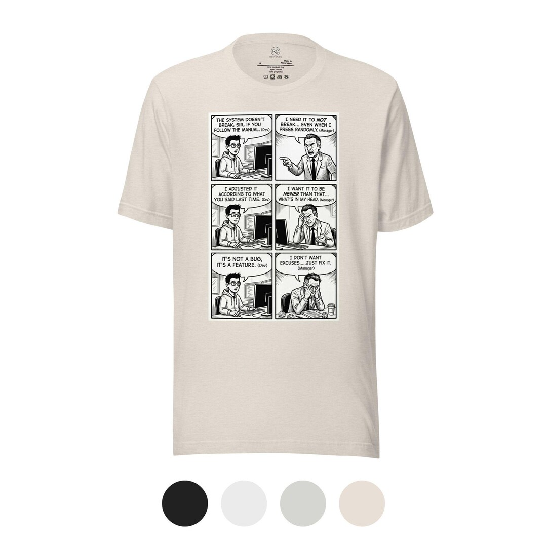 Funny Programmer Comic Shirt - Software Engineer Humor Tee - Minimalist ...