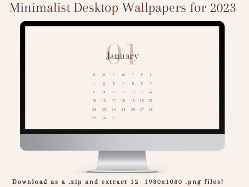 2023 Set of 12 Minimalist Calendar Computer Wallpapers - Etsy