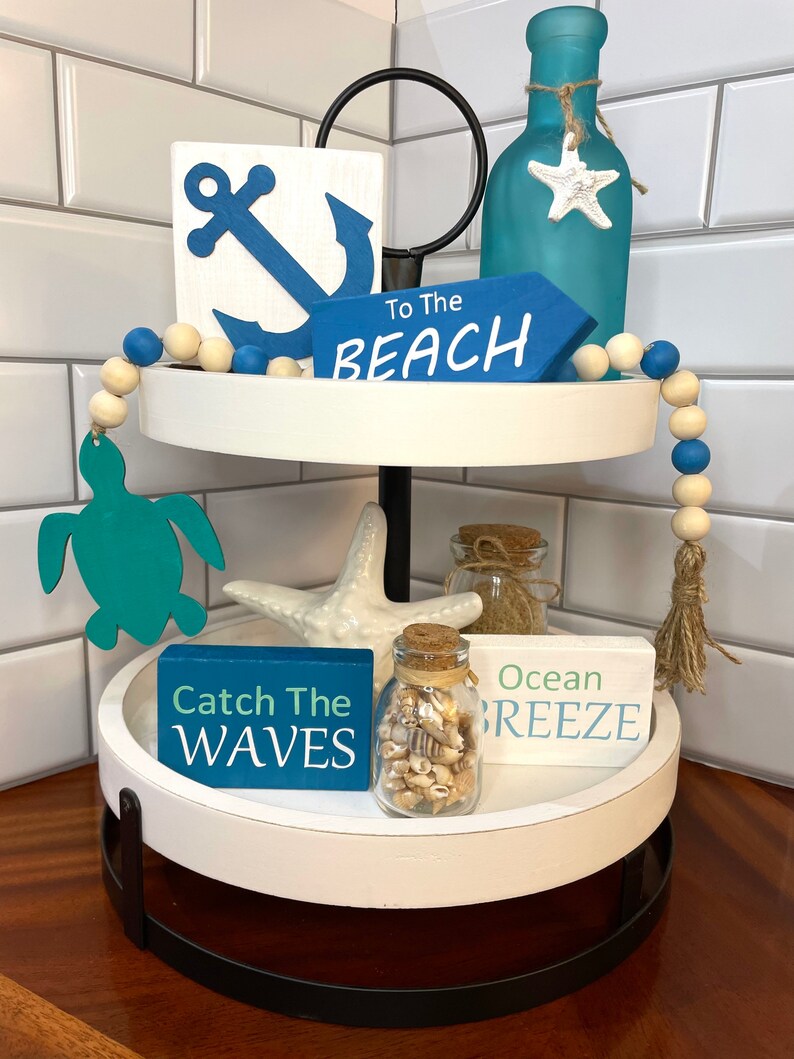 Beach Tray Decor Beach Decor Beach Home Decor Tiered Tray - Etsy