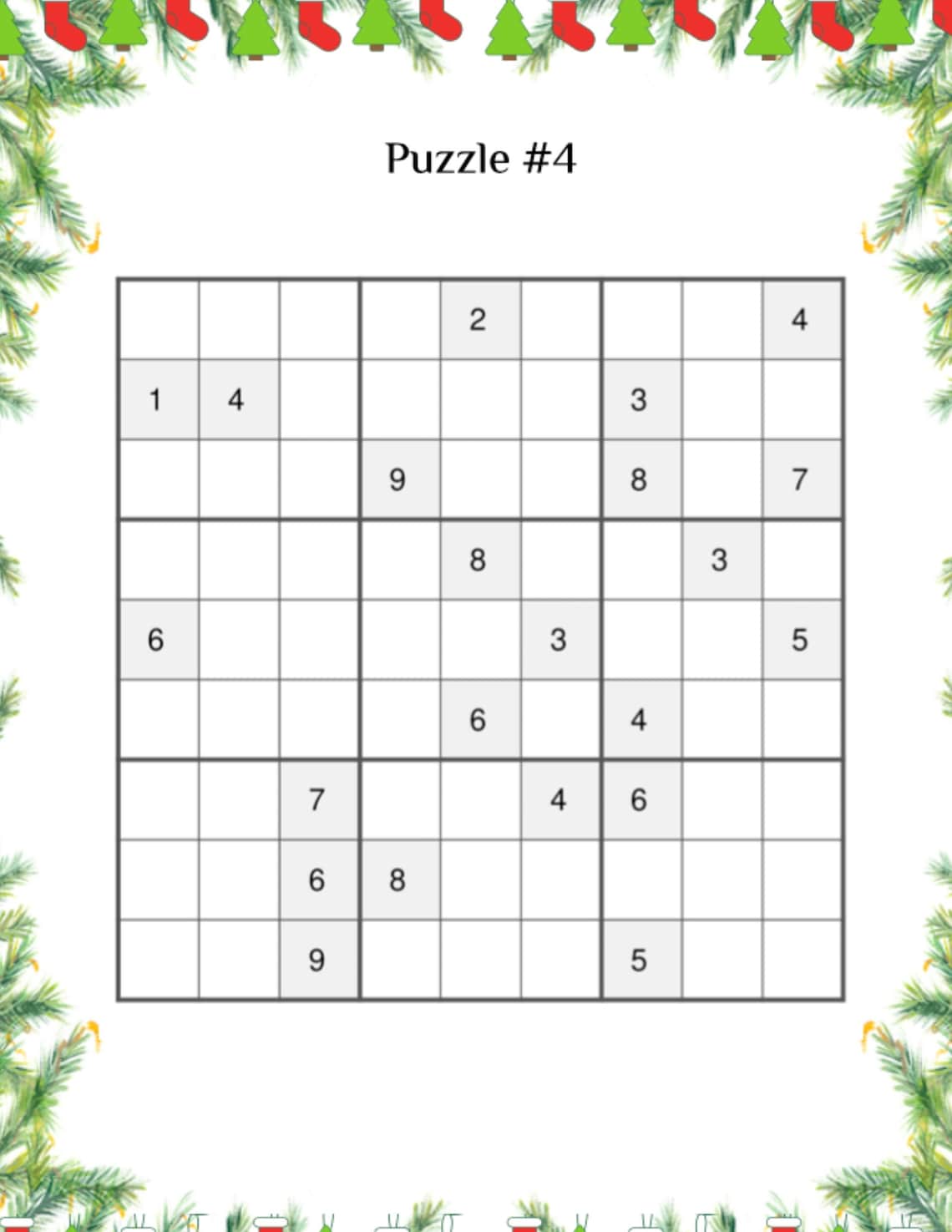 Christmas Sudoku, Christmas Numbers Game, Printable Christmas Activity ...