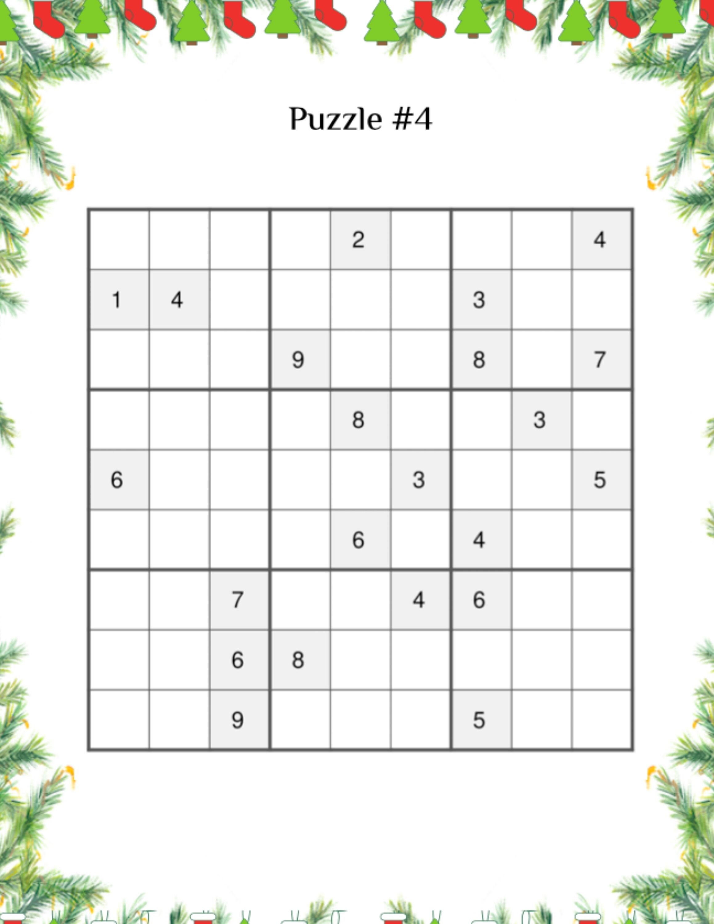 Christmas Sudoku, Christmas Numbers Game, Printable Christmas Activity ...
