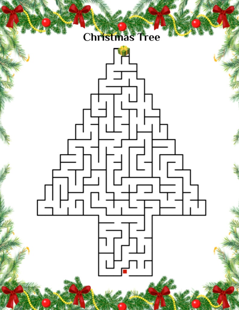 Christmas Maze, Christmas Maze Game, Printable Christmas Activity ...