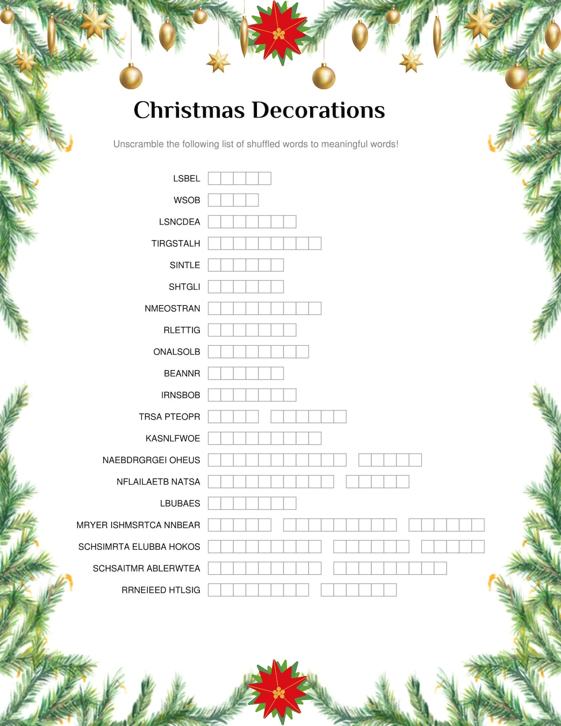 Christmas Word Scramble Christmas Word Game (Instant Download) - Etsy