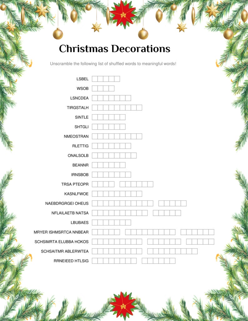 Christmas Word Scramble Christmas Word Game (Instant Download) - Etsy