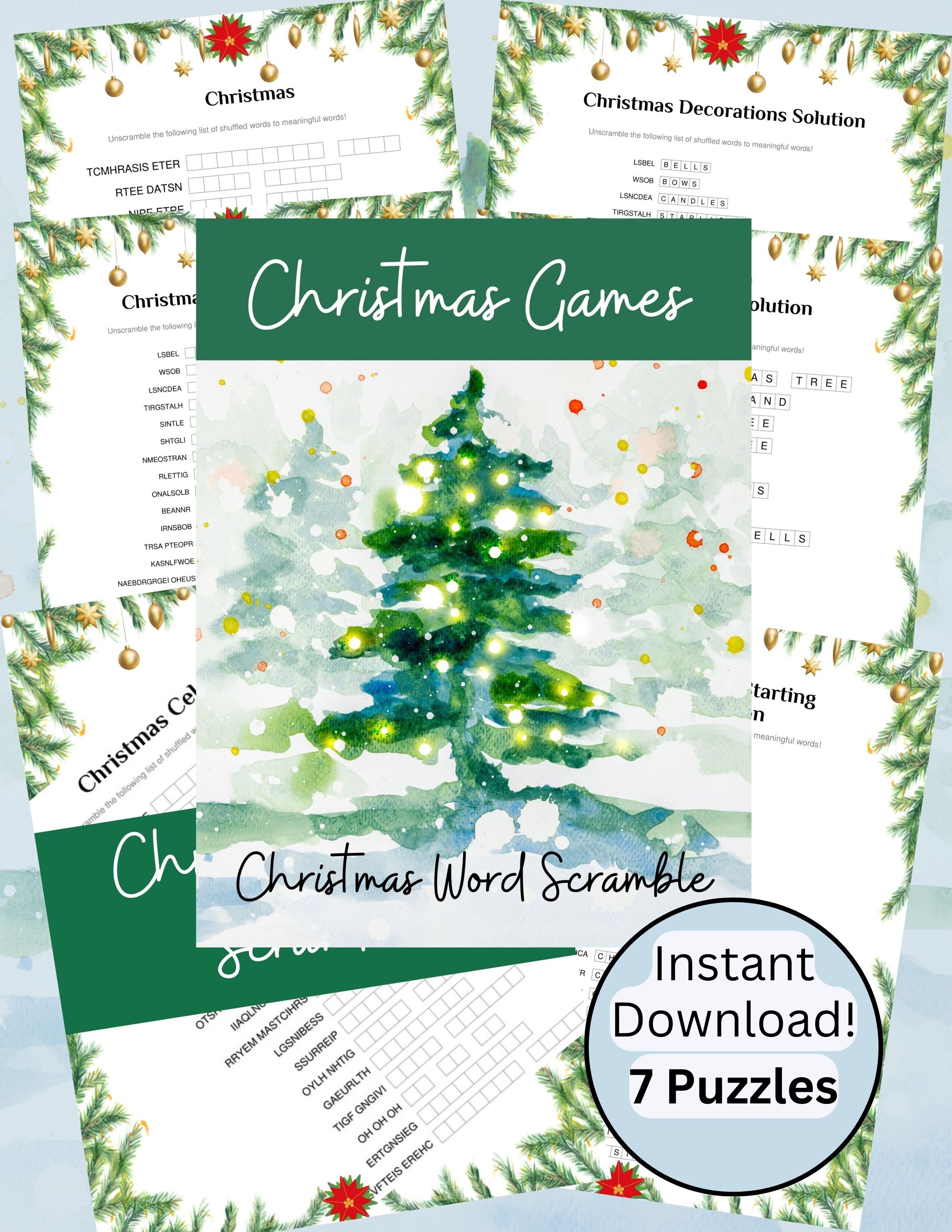 Christmas Word Scramble Christmas Word Game Printable - Etsy
